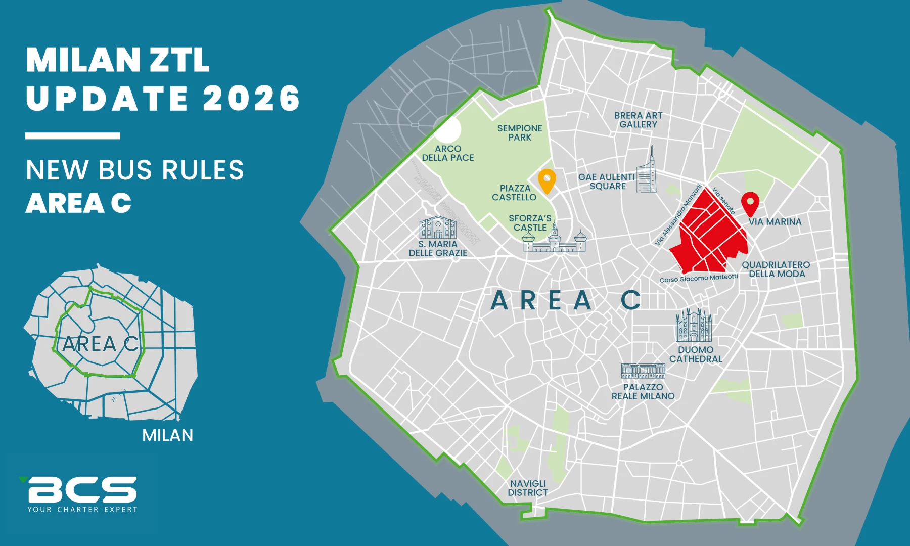 Milan ZTL 2026: New Traffic Rules for Charter Buses in City Center (Area C)